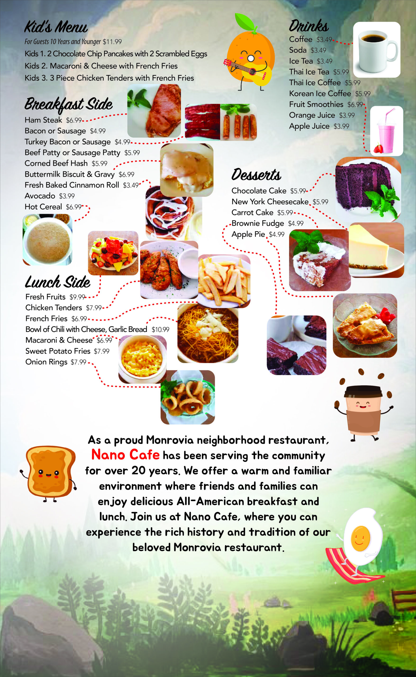 Menu | Nano Cafe Monrovia | 441 W Duarte Rd, Monrovia, CA 91016
